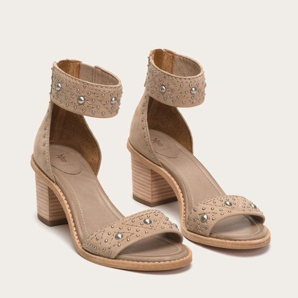 Frye | Shoes | Frye Brielle Studded Deco Wood Ankle Strap Heels | Poshmark